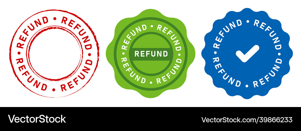 Refund stamp emblem design sticker in red blue Vector Image