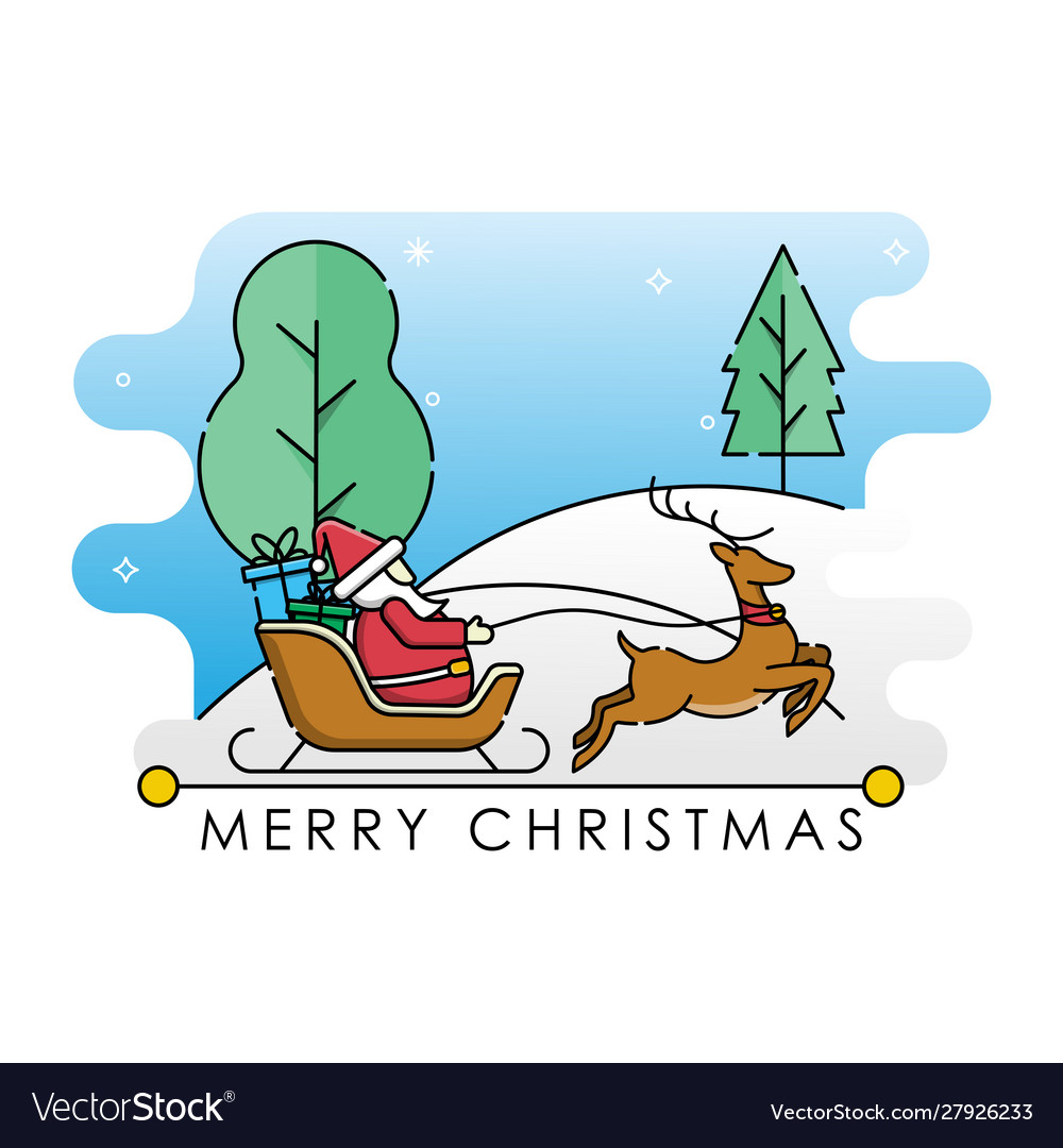 Santa claus on a sleigh with deer Royalty Free Vector Image