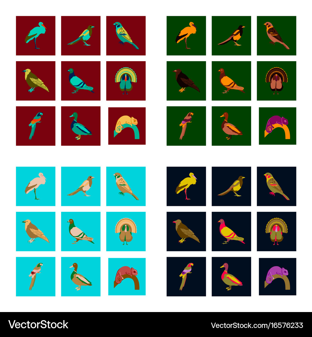 Set of in flat style birds Royalty Free Vector Image