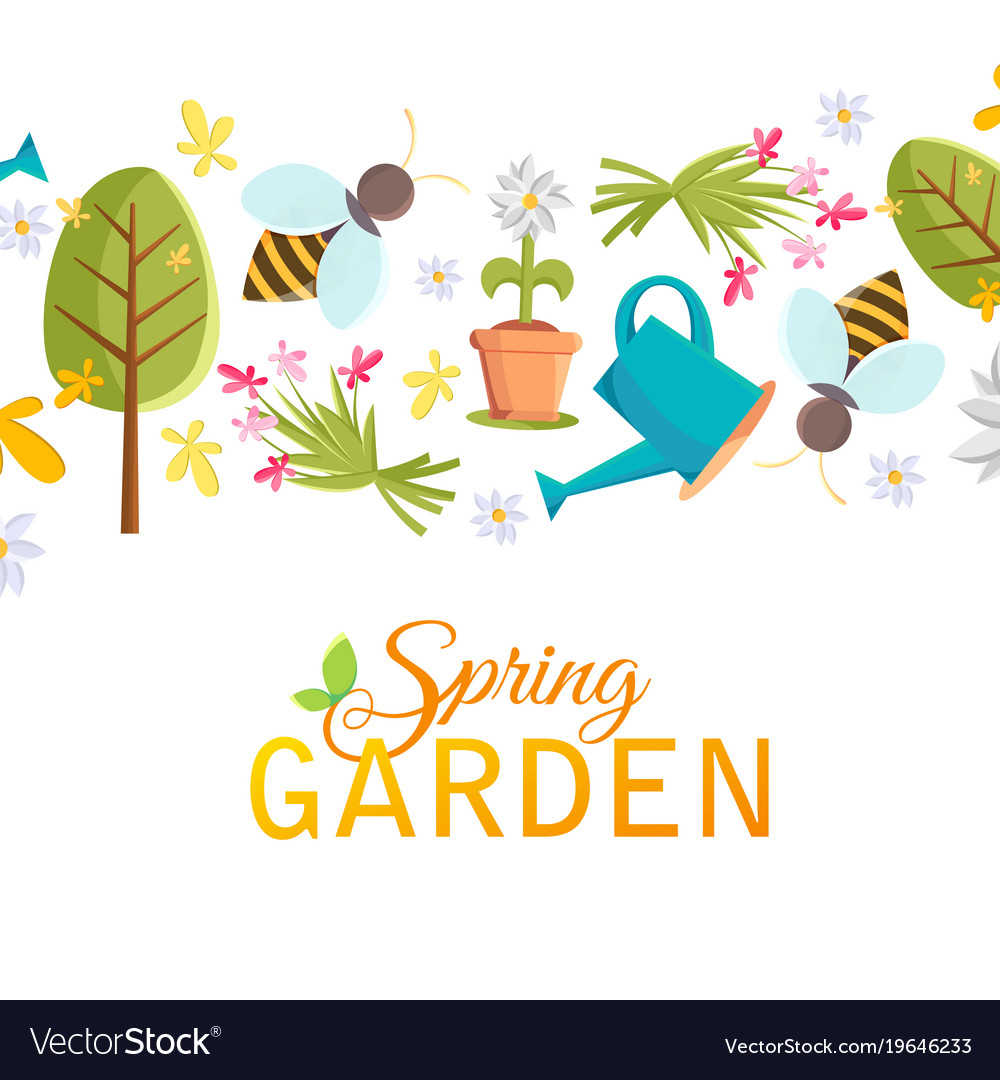 Spring garden design poster Royalty Free Vector Image