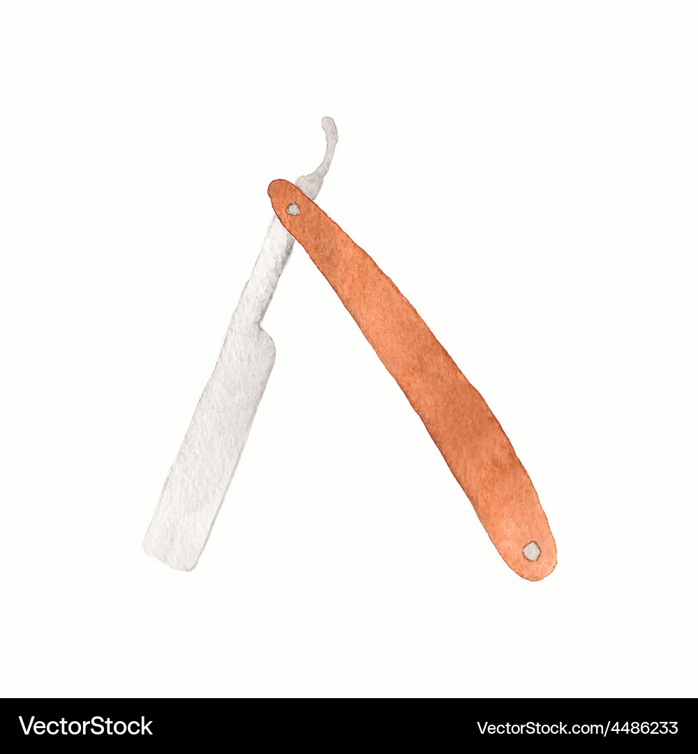 Straight razor watercolor razors Royalty Free Vector Image