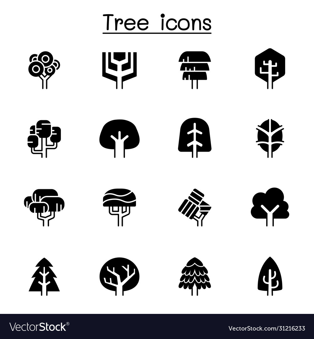 Tree icon set graphic design Royalty Free Vector Image