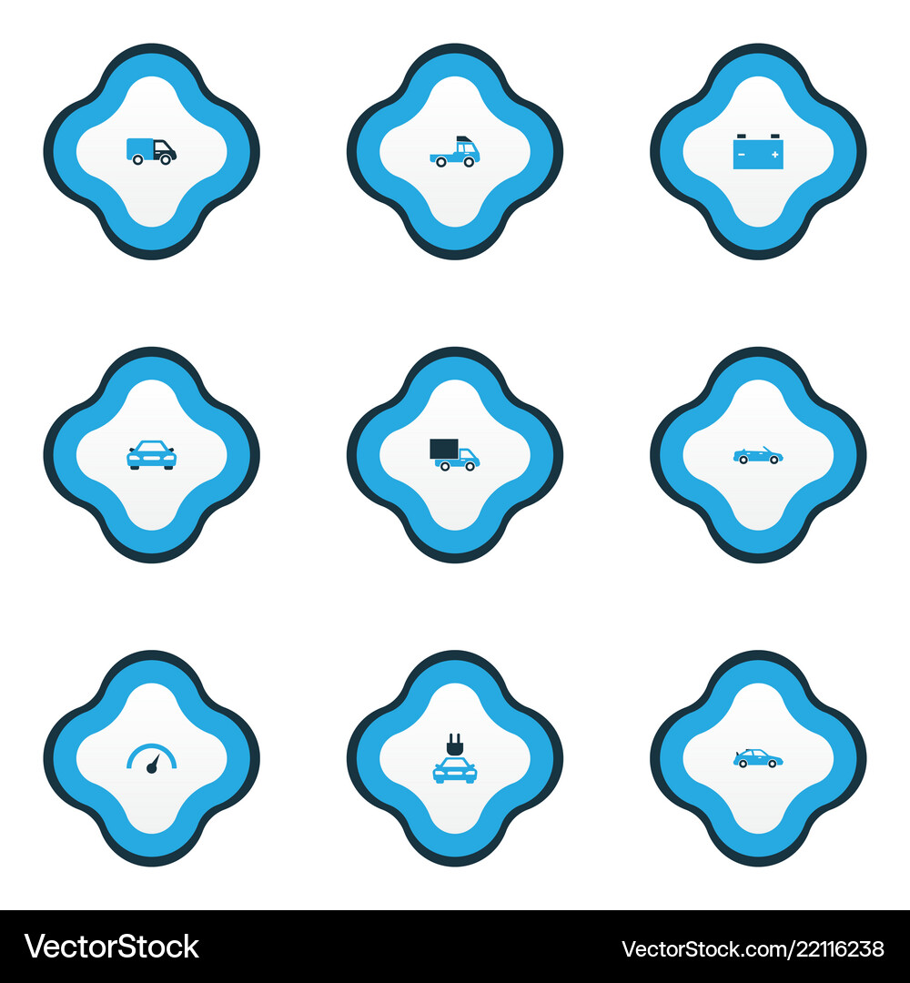 Automobile icons colored set with chronometer van Vector Image