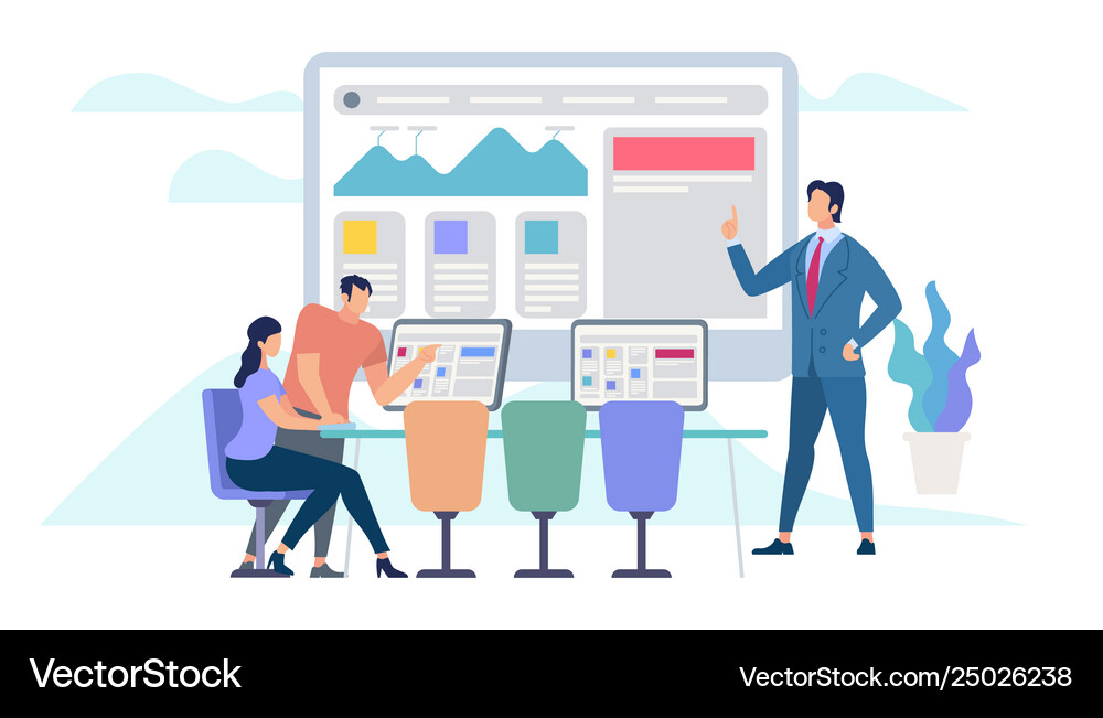 Business meeting and teamworking office work Vector Image