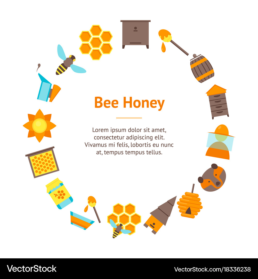 Cartoon bee banner card circle Royalty Free Vector Image