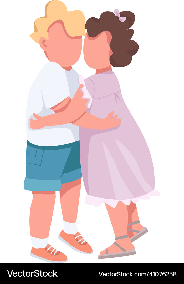 Children cuddling flat color faceless characters Vector Image