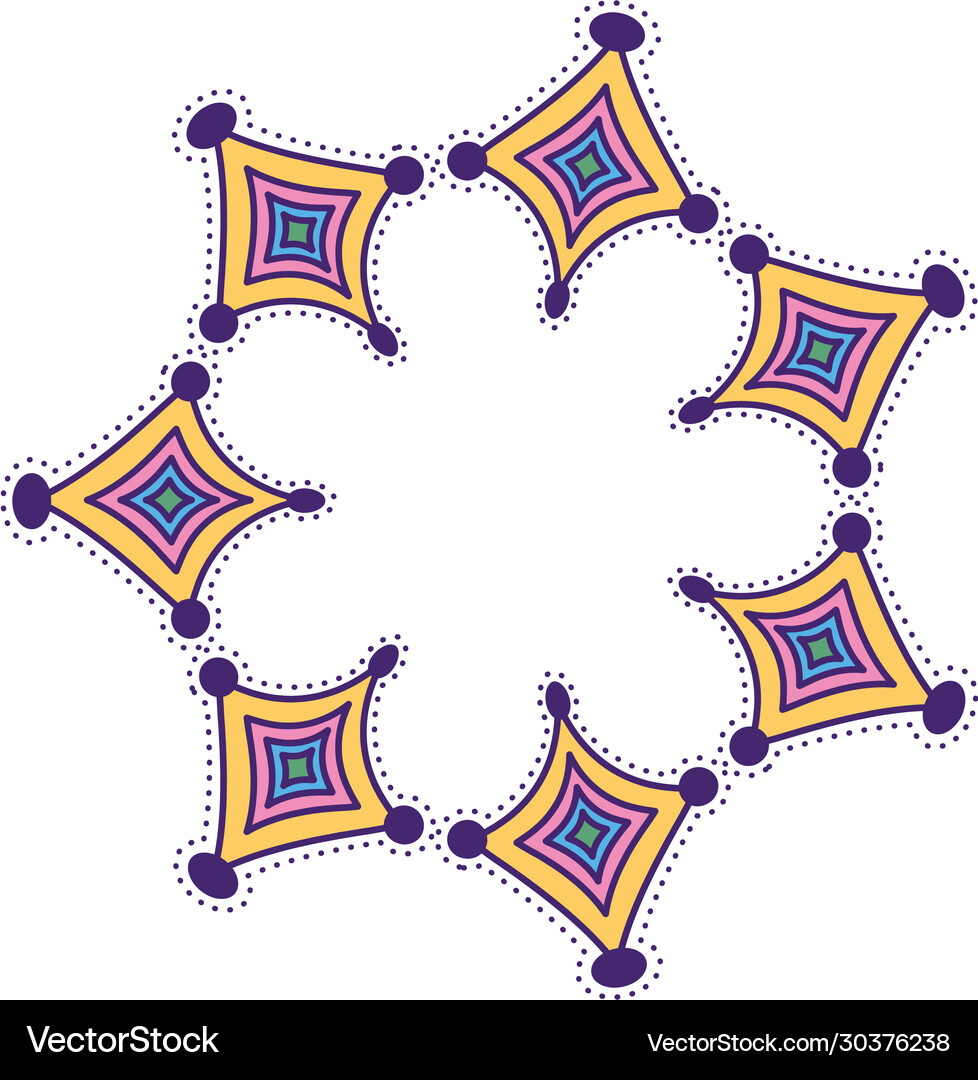 Colored mandala leaves drops feathers circle Vector Image