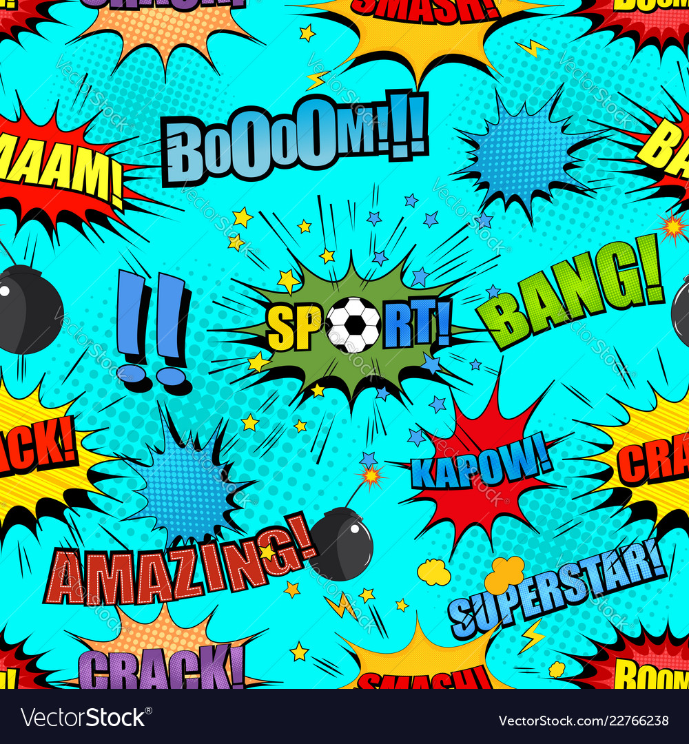 Comic elements colorful seamless pattern Vector Image