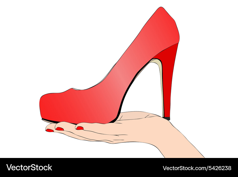 Female hand with shoe Royalty Free Vector Image