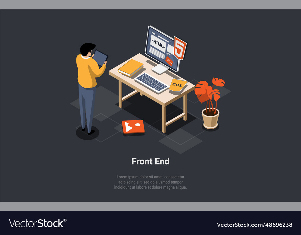 Front and back end of development website Vector Image