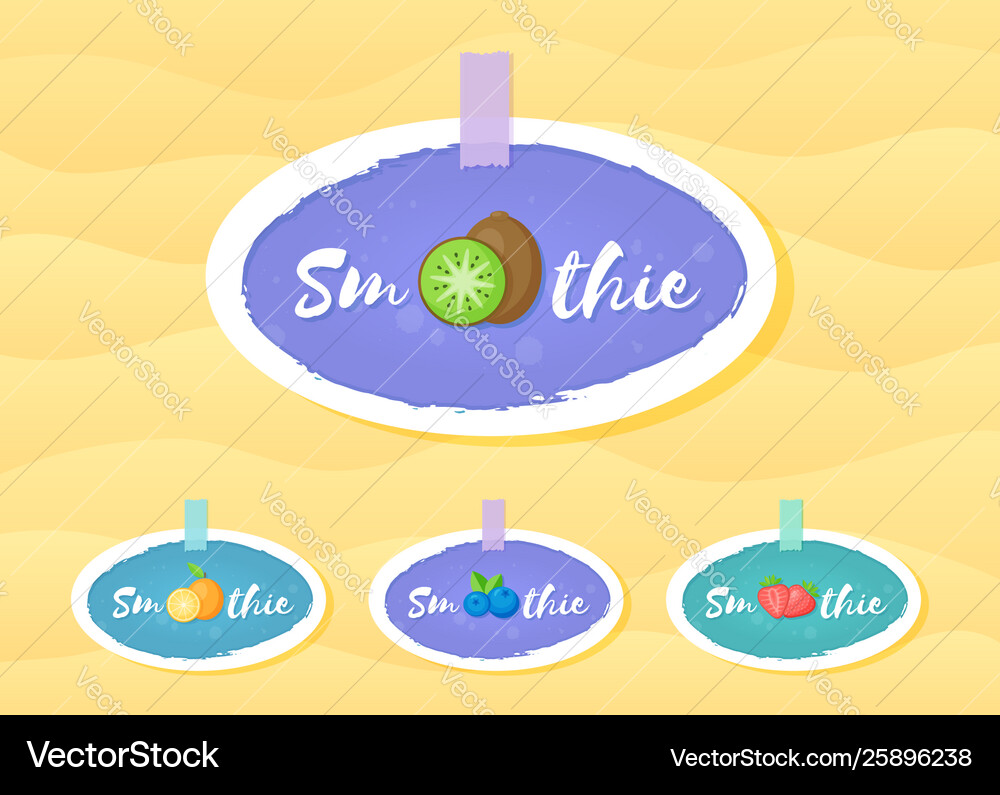 Fruit and berry smoothie drink label collection Vector Image