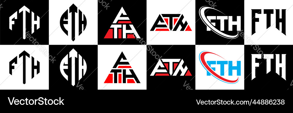 Fth letter logo design in six style polygon Vector Image