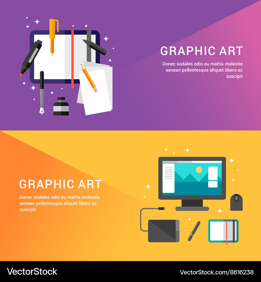 Graphic art concept set of flat style for web Vector Image