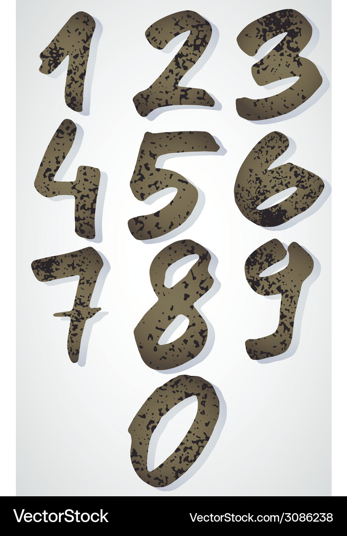Grunge textured numbers painted with brush Vector Image