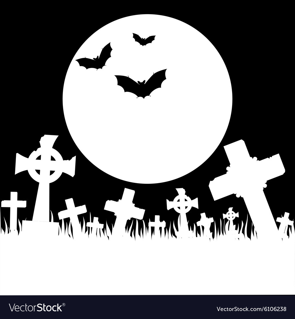 Halloween card with cemetery Royalty Free Vector Image
