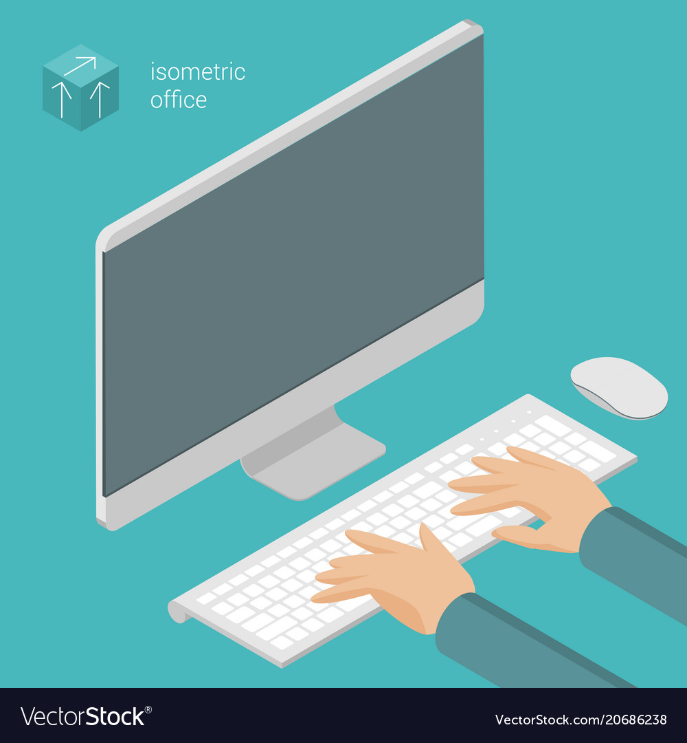 Hands on computer keyboard Royalty Free Vector Image