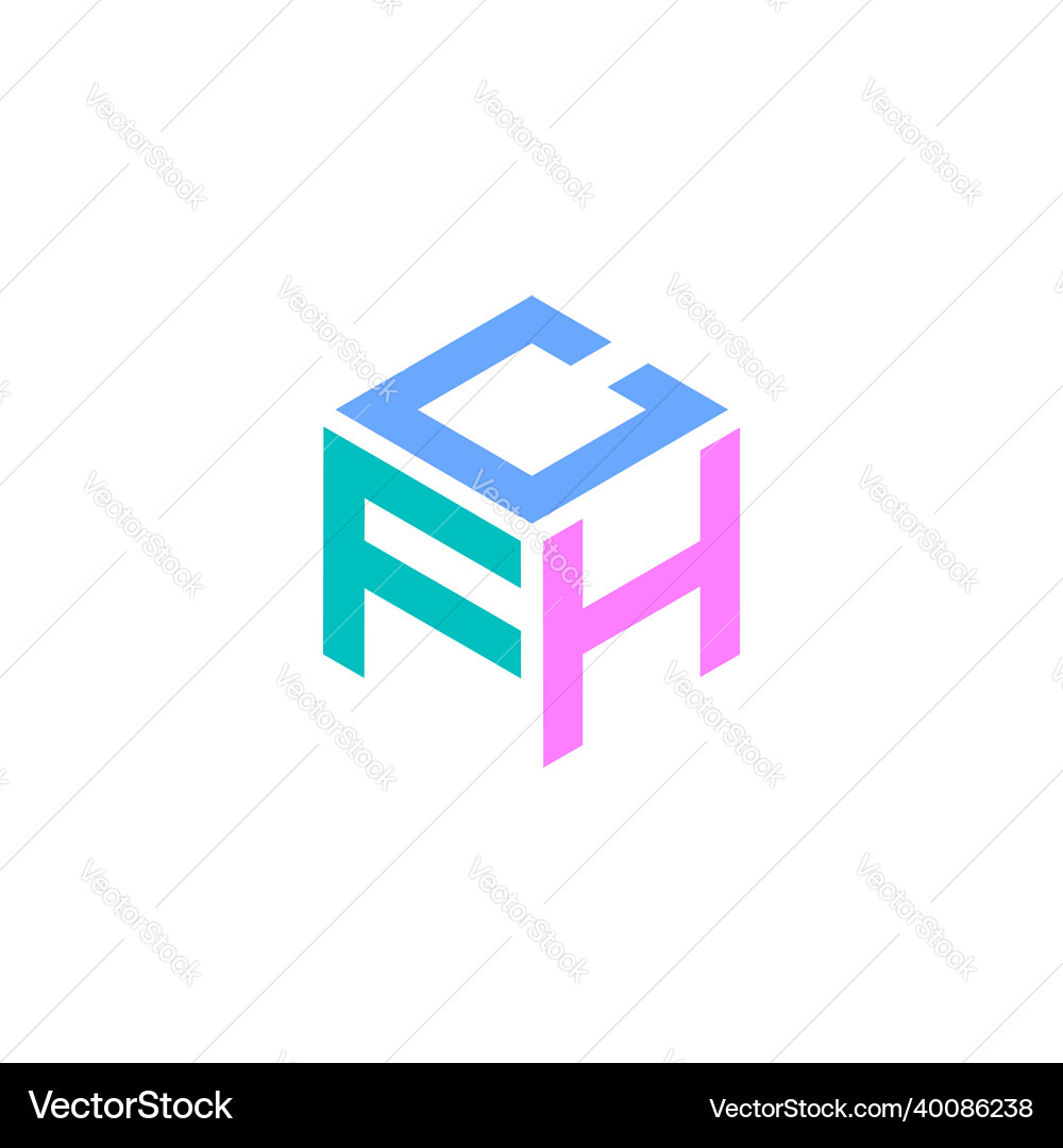 Initials of the letter cfh hexagon shape Vector Image