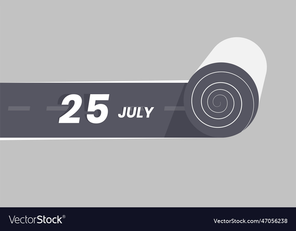July 25 calendar icon rolling inside the road 25 Vector Image July 25 calendar icon rolling inside the road 25 Vector Image