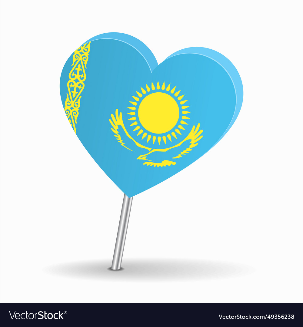 Kazakhstan flag heart-shaped map pointer layout Vector Image