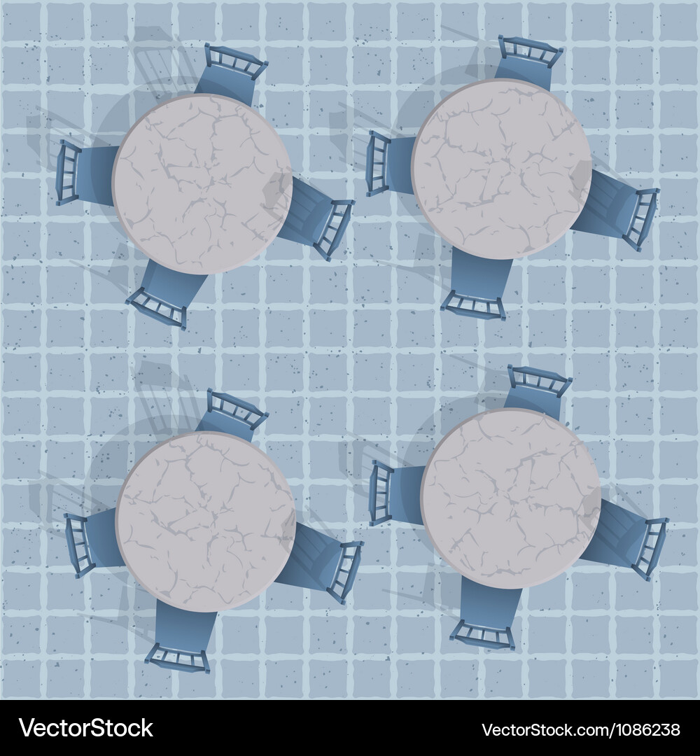 Overhead view of a cafe table with chairs Vector Image