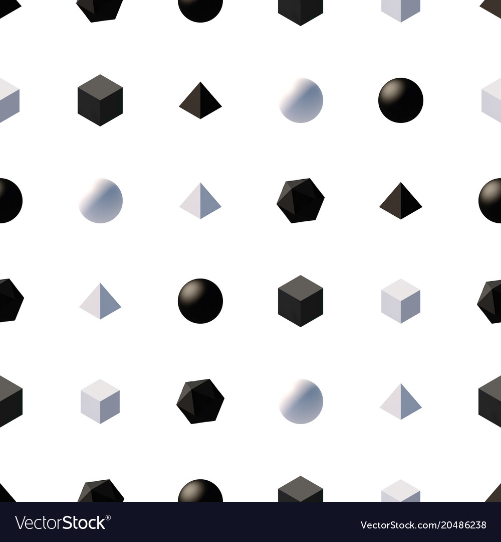 Pattern with 3d shapes Royalty Free Vector Image