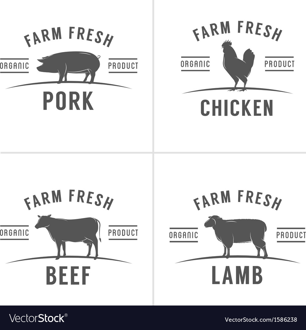 Set of vintage butchery meat stamps and labels Vector Image Set of vintage butchery meat stamps and labels Vector Image