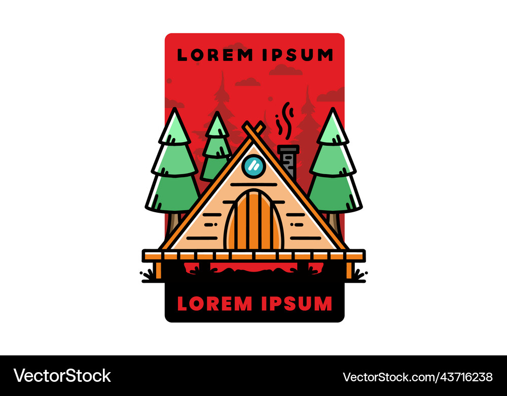 Triangle wooden cabin between pine tress design Vector Image