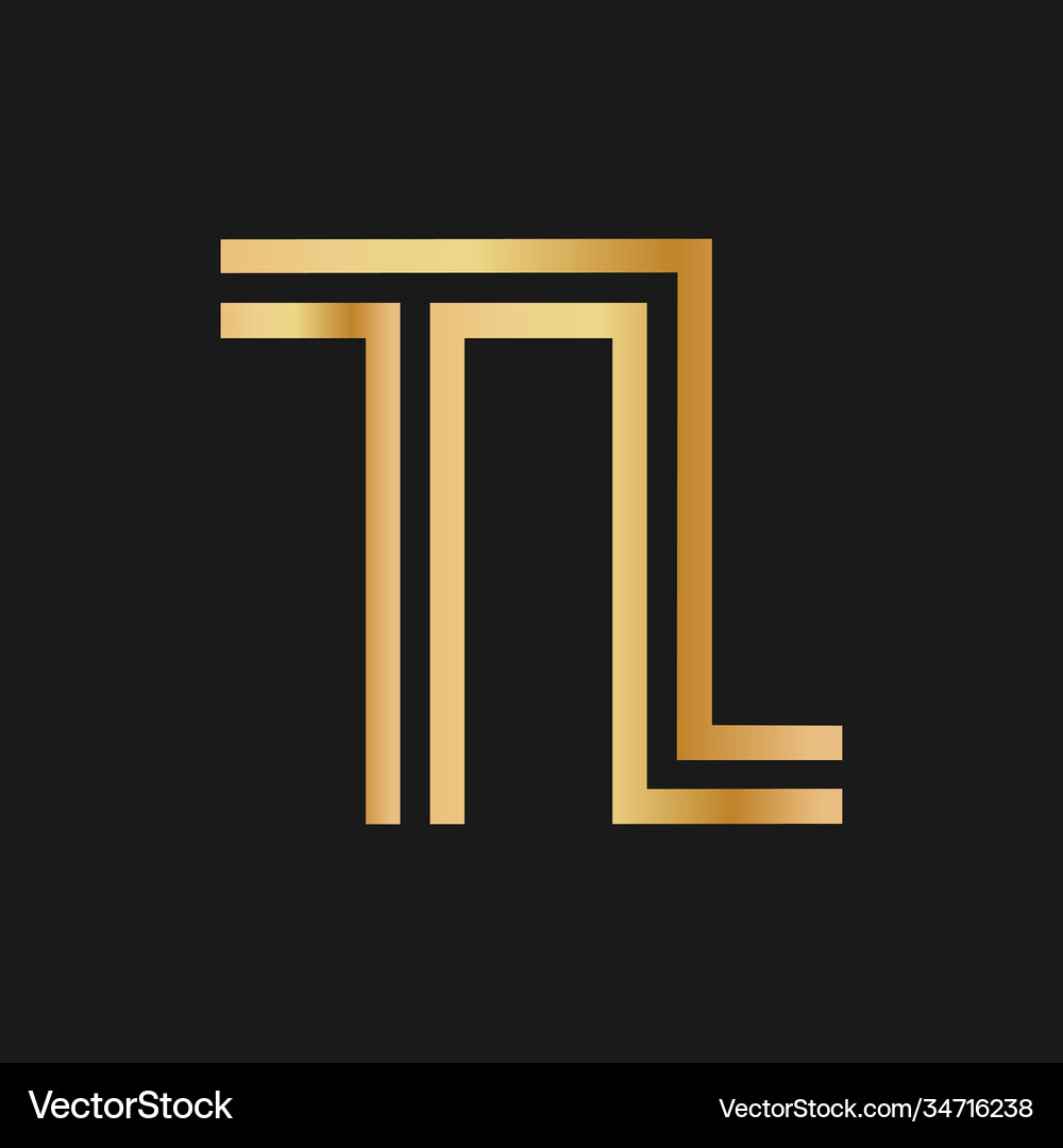 Uppercase letters t and l flat bound design Vector Image