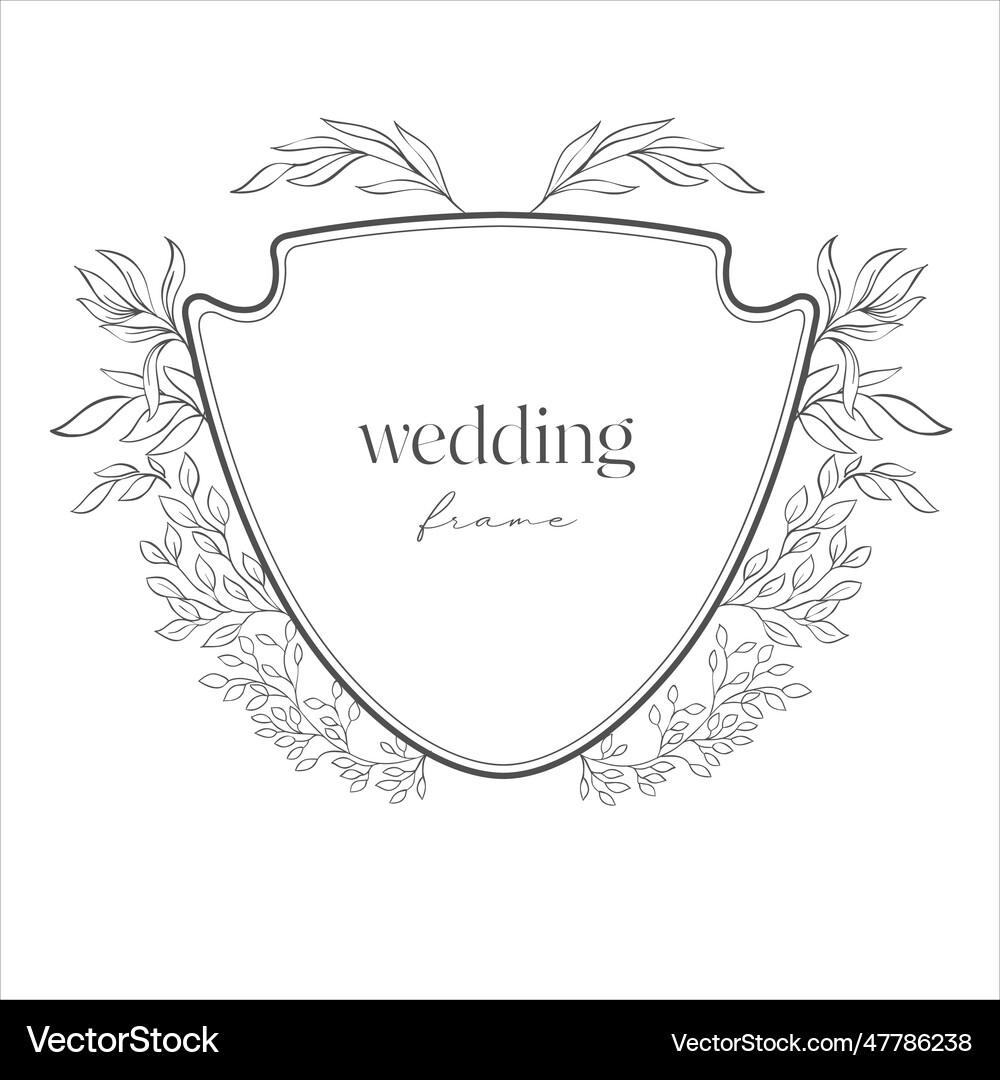 Wedding crest with flowers on the white background