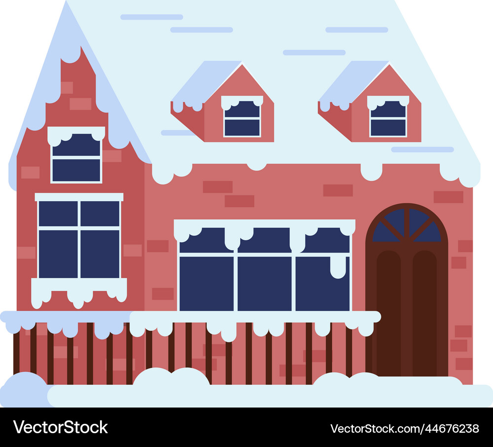 Winter cozy house with snow Royalty Free Vector Image