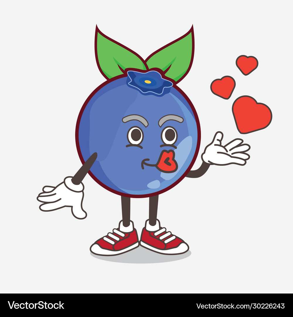 Blueberry fruit cartoon mascot character teasing Vector Image