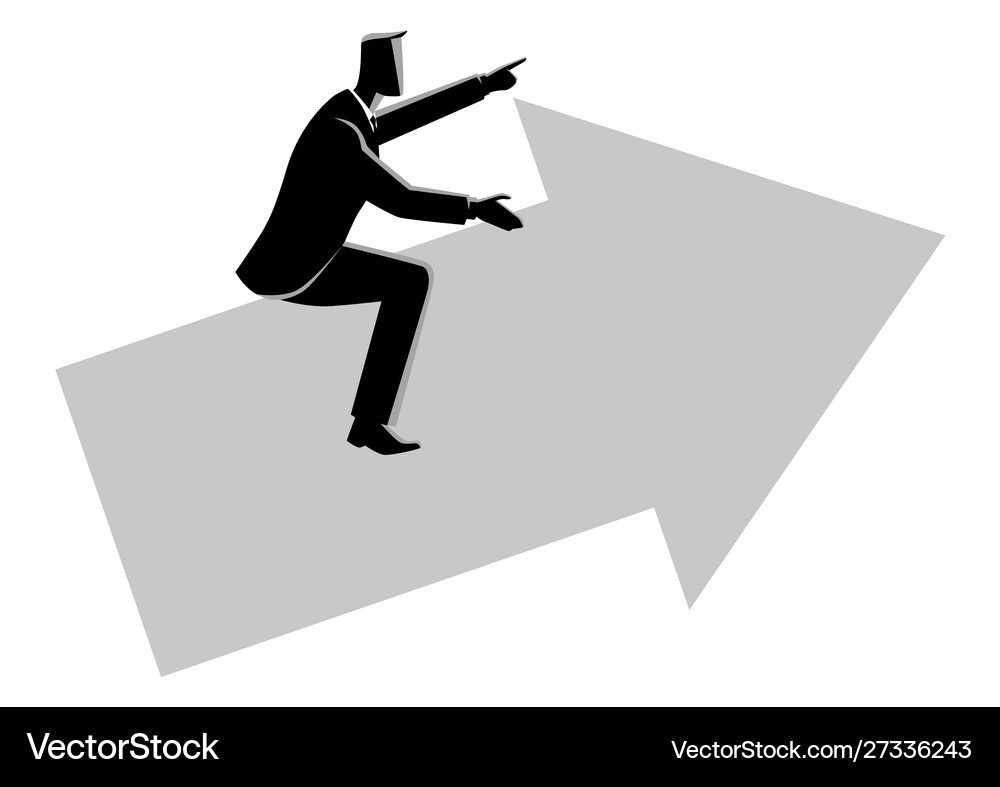 Businessman riding an arrow graph Royalty Free Vector Image