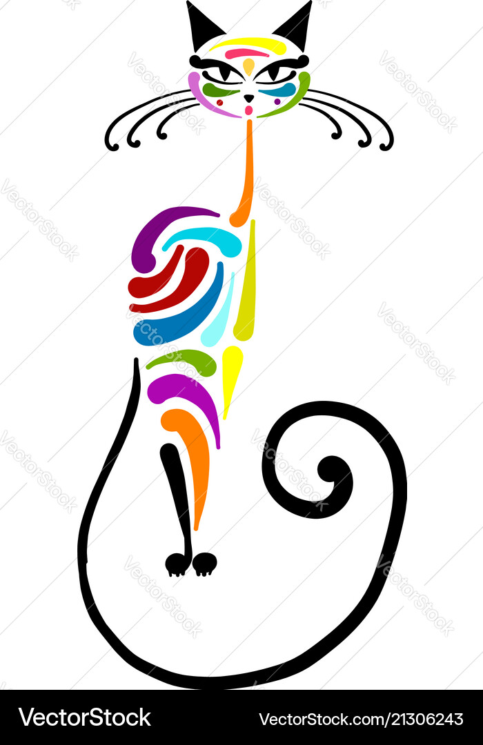 Colorful cat design Royalty Free Vector Image - VectorStock