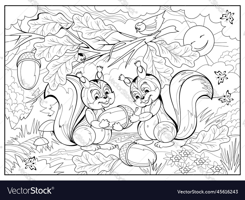 Coloring book for little children two cute Vector Image