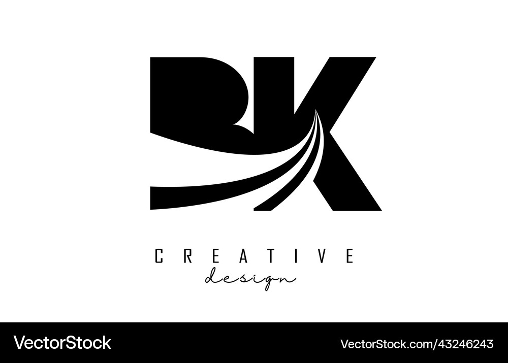 Creative black letters bk b k logo with leading Vector Image