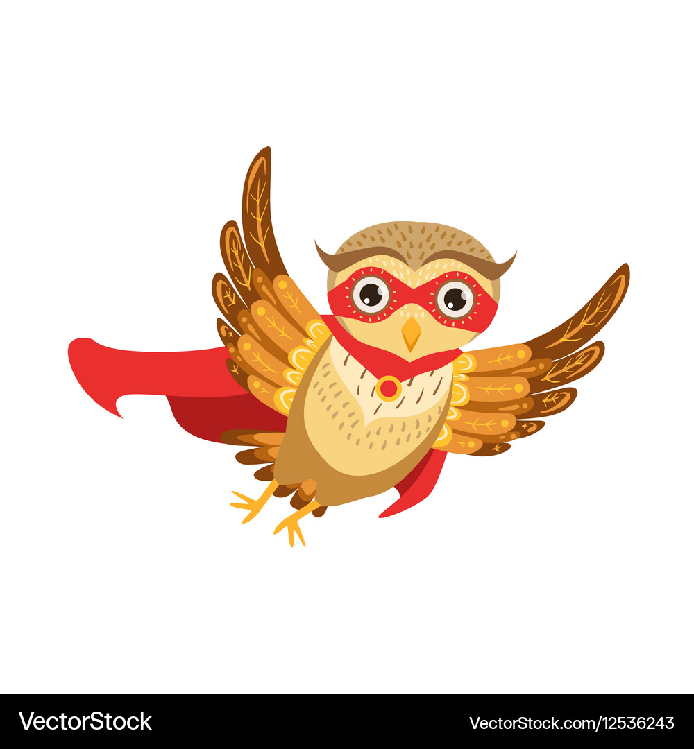 Cute Cartoon Owl Superhero Royalty Free Vector Image