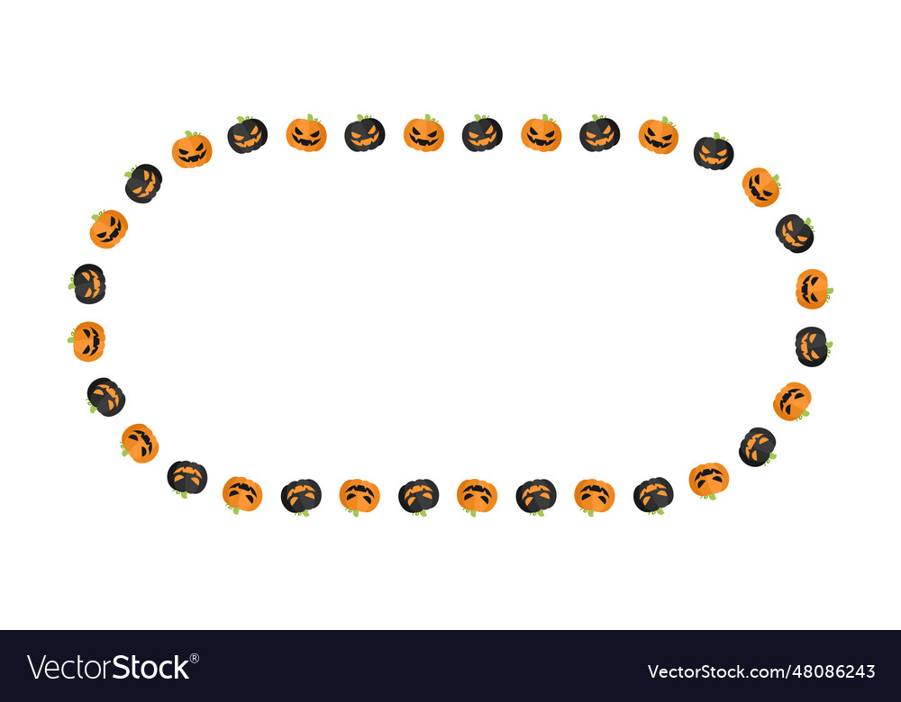 Oval jack o lantern halloween frame border Vector Image