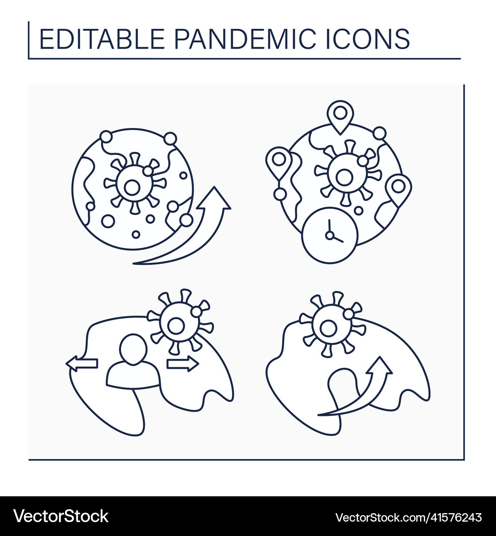 Pandemic line icons set Royalty Free Vector Image