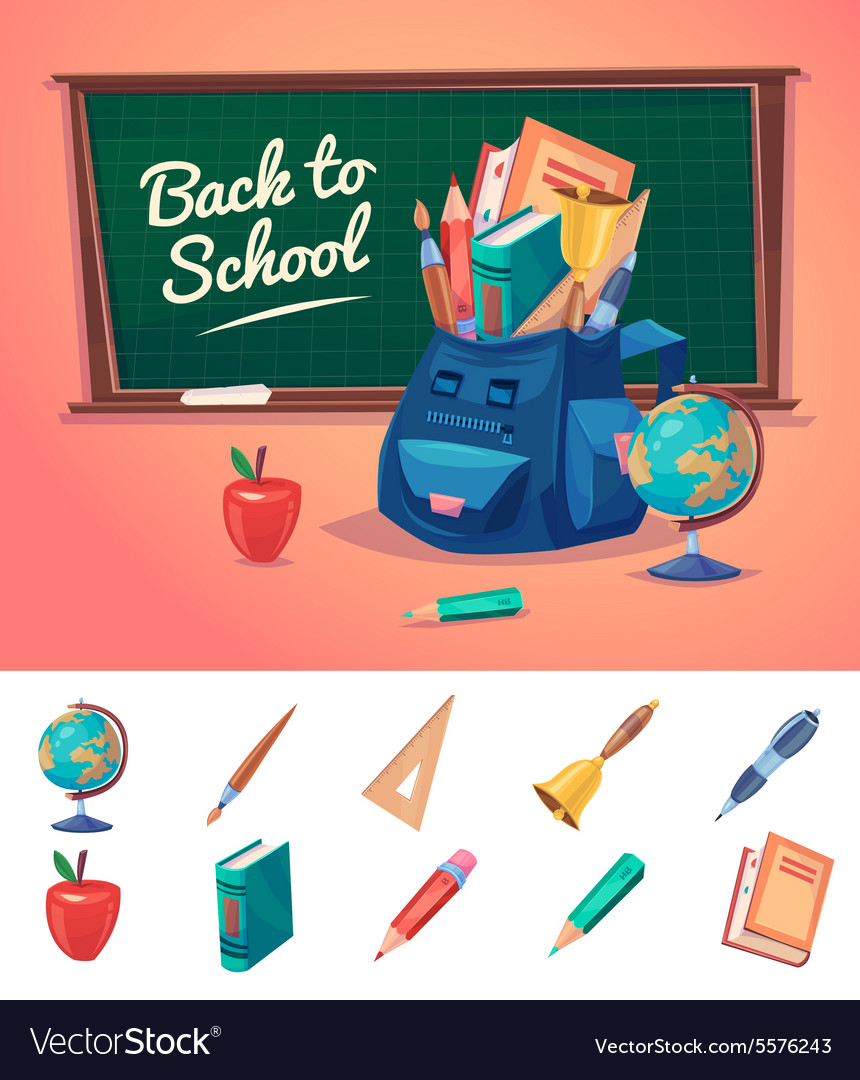 School objects Royalty Free Vector Image - VectorStock