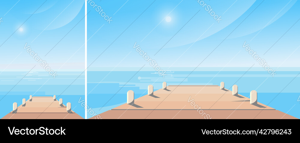 Sea pier on sunny day Royalty Free Vector Image