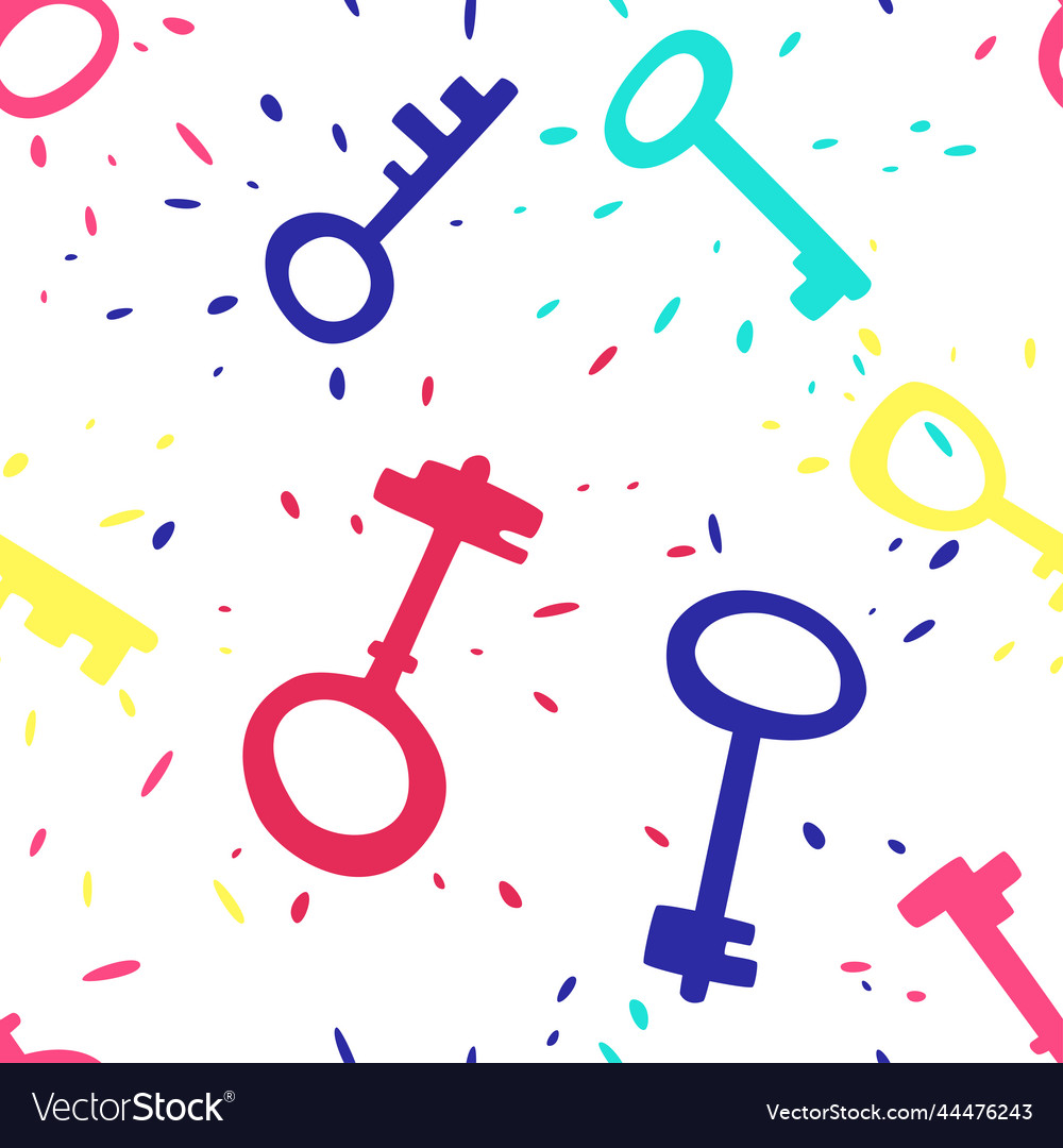 Seamless pattern with multi-colored keys randomly Vector Image
