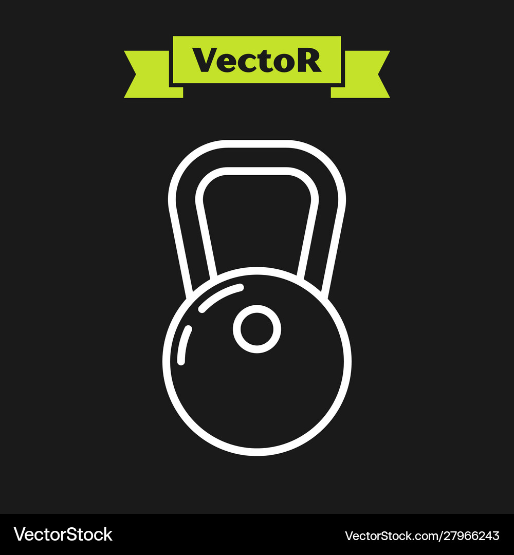 White line kettlebell icon isolated on black Vector Image