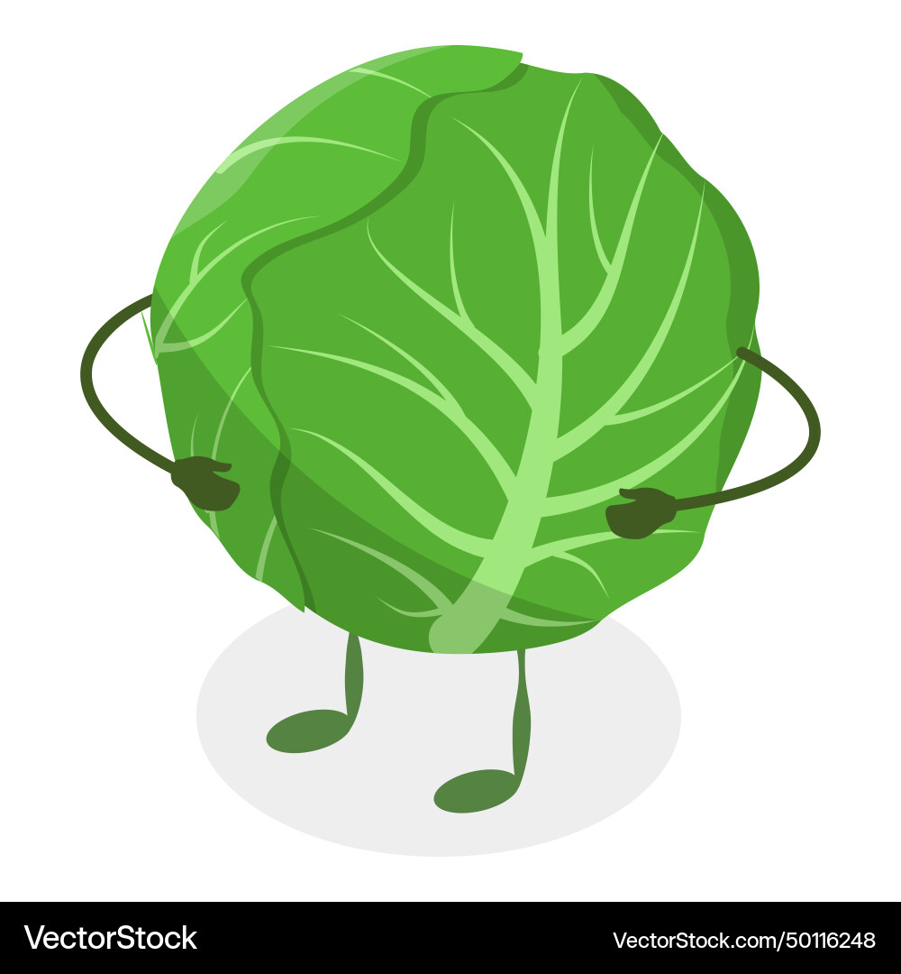 3d isometric flat set of cute vegetables Vector Image