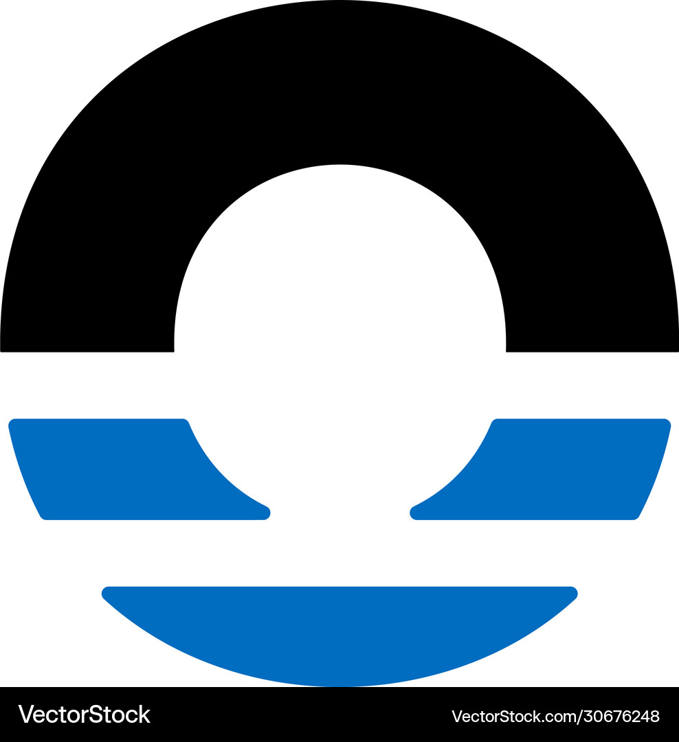 Blue horizontal lines geometric logo letter o Vector Image