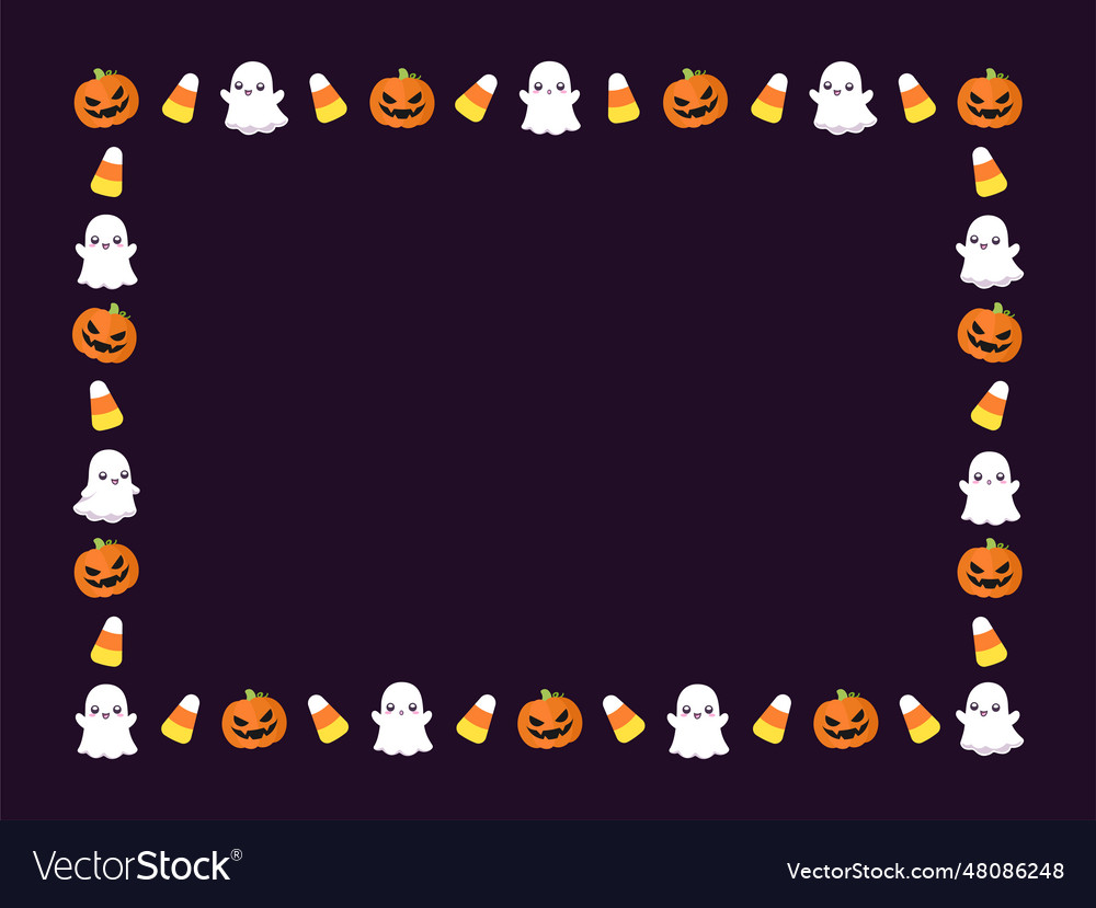 Cute rectangle halloween frame template Royalty Free Vector