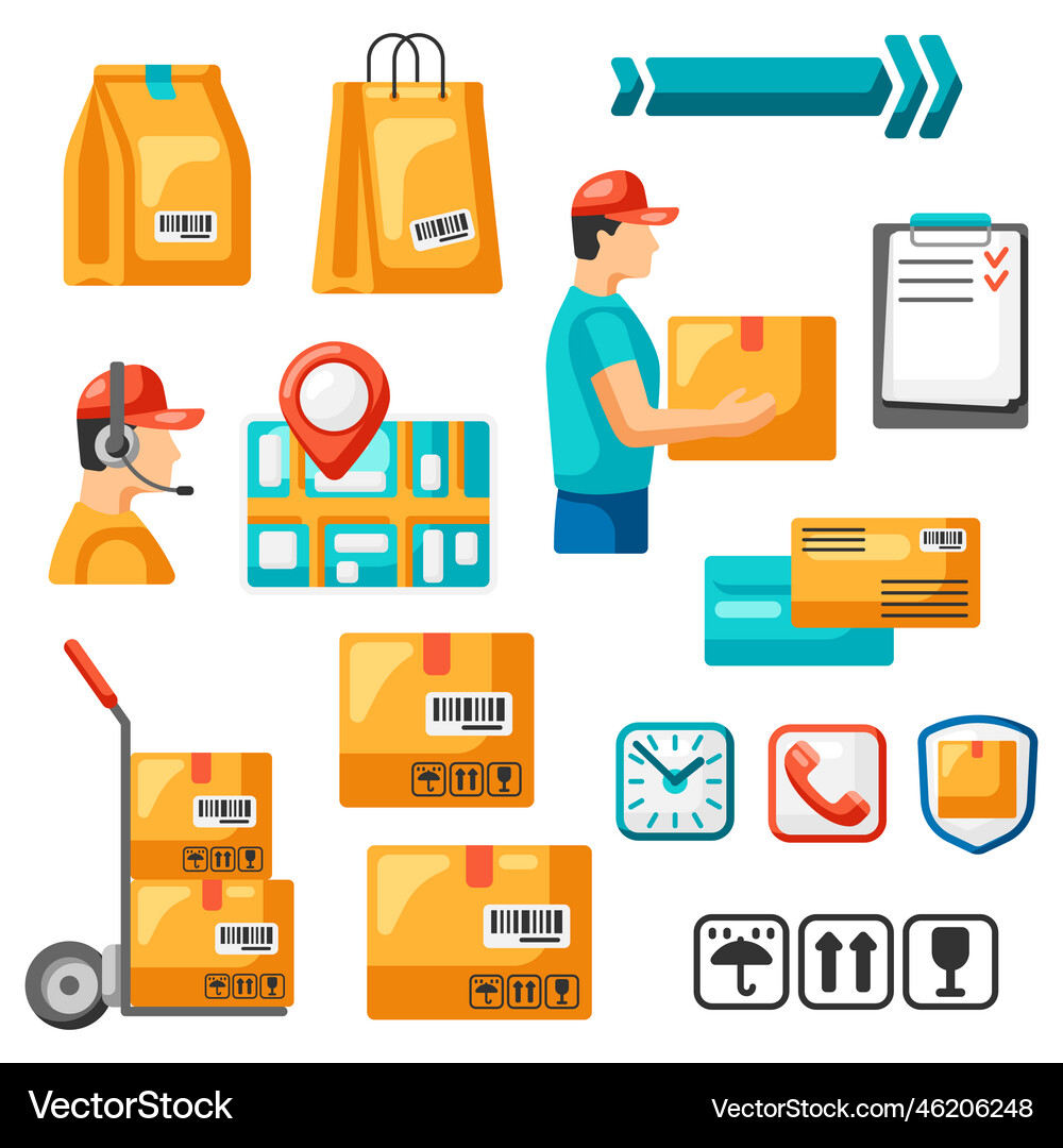 Delivery symbols shipping cargo Royalty Free Vector Image