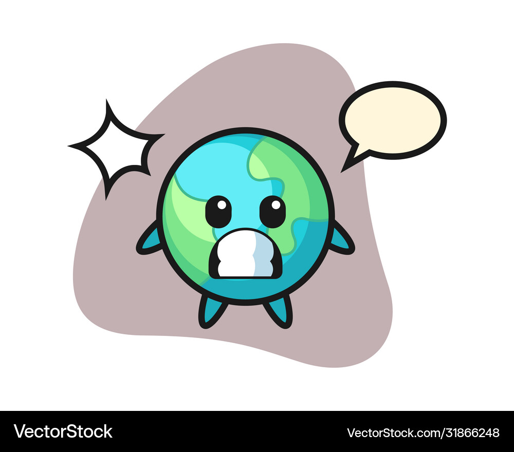 Earth cartoon shocked Royalty Free Vector Image