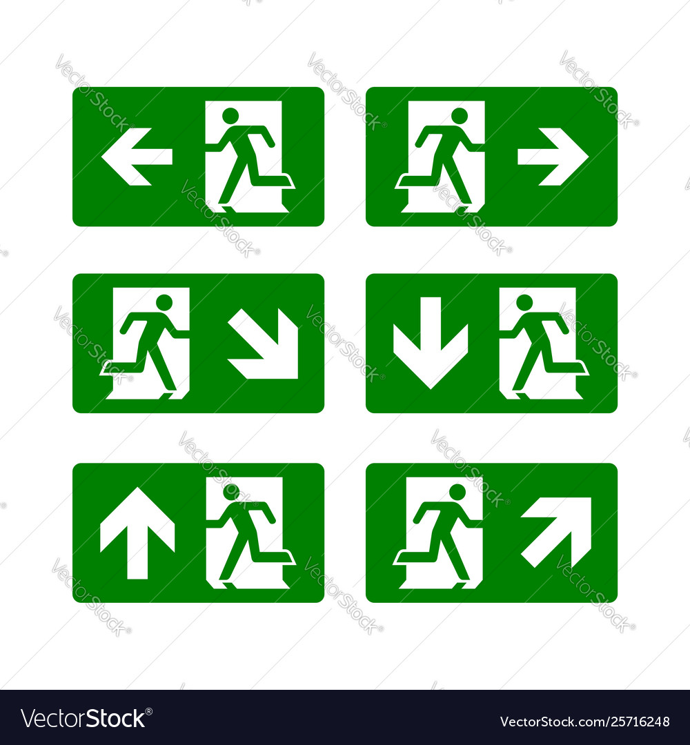 Exit sign logo template design Royalty Free Vector Image