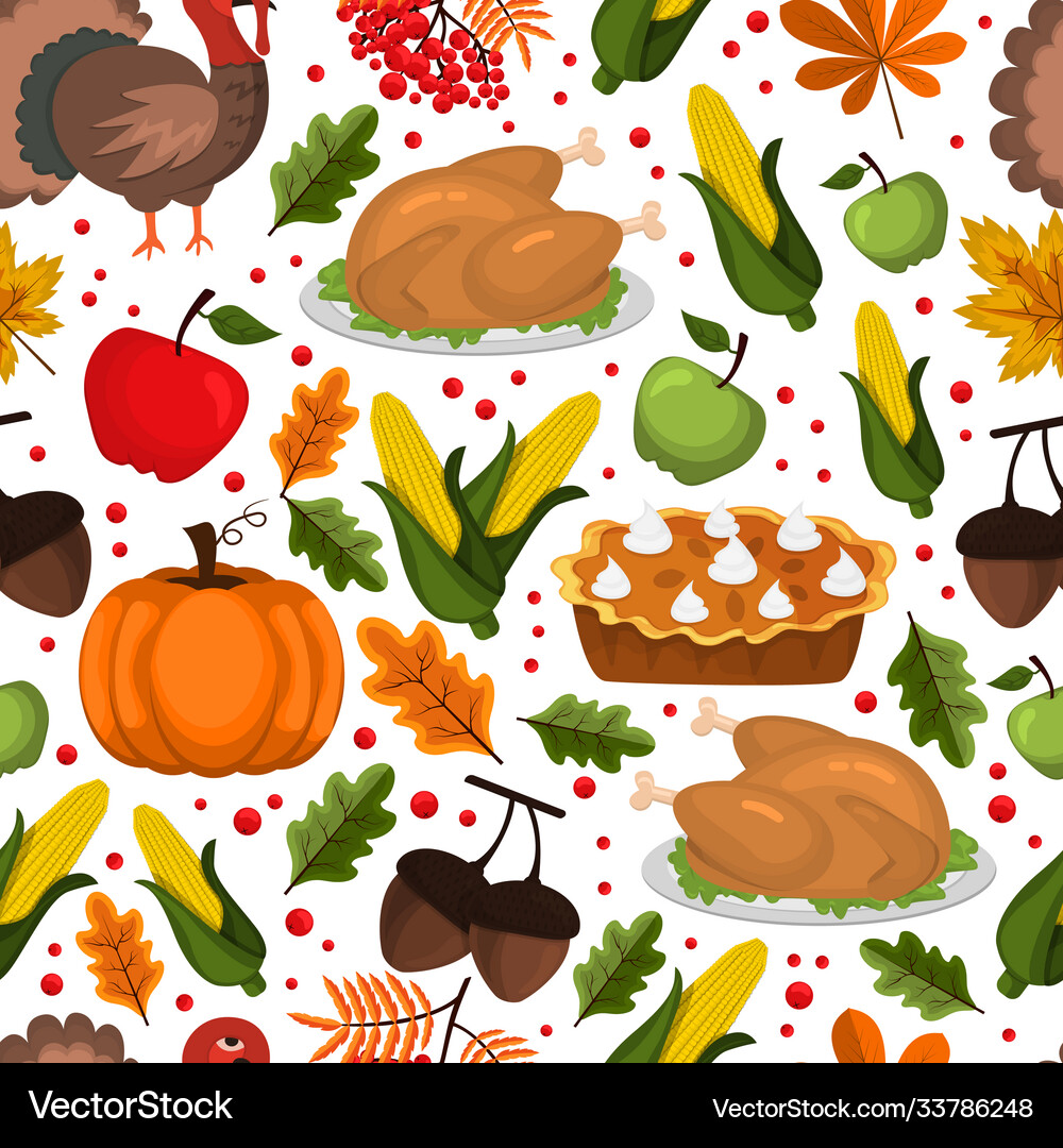 Happy thanksgiving day seamless pattern autumn Vector Image