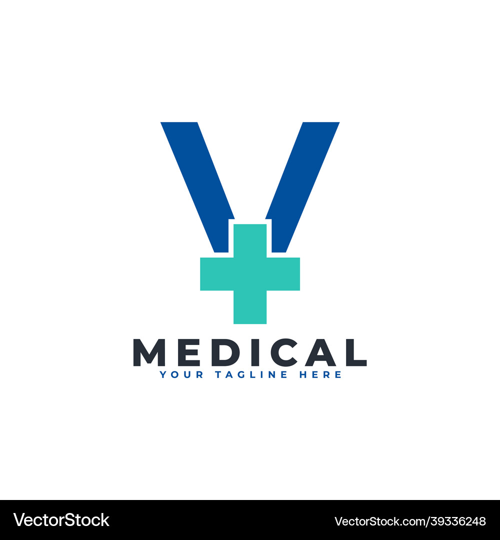Letter v cross plus logo usable for business Vector Image